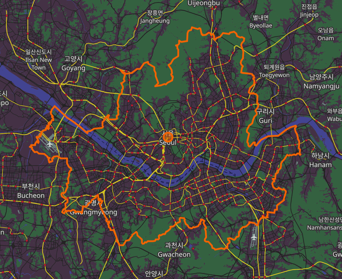 You can download the map and network data related to the city of Seoul ...